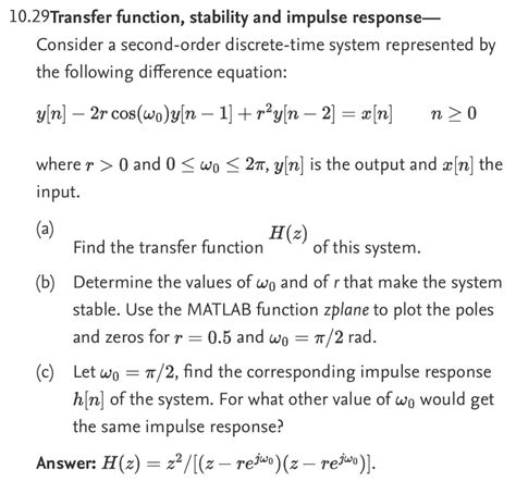Solved 029 Transfer Function Stability And Impulse