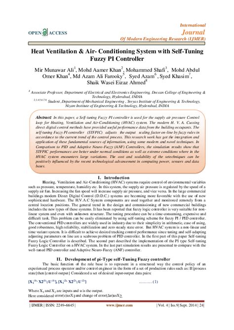 Pdf Heat Ventilation And Air Conditioning System With Self Tuning Fuzzy Pi Controller