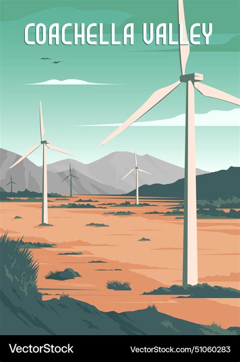 Coachella Valley Vintage Travel Poster In Spring Vector Image
