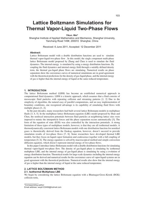 pdf lattice boltzmann simulations for thermal vapor liquid two phase
