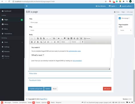 Asgardcms Overview Of The Page Module Geeksforgeeks