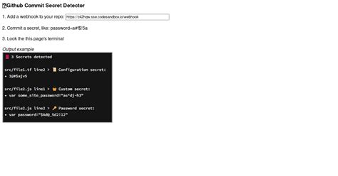Secrets Detector Codesandbox