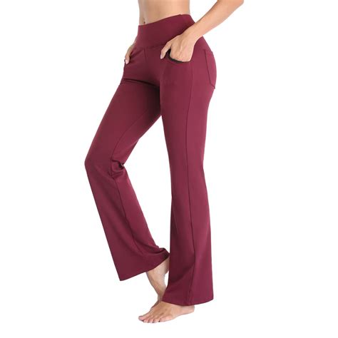 Womens High Waist Yoga Pants With Pocket Flare Leggings For Pilates