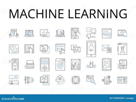 Machine Learning Line Icons Collection Artificial Intelligence