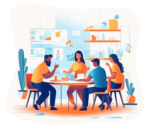 Group Of People In Office Discussing Plan Graphic Illustration Ui