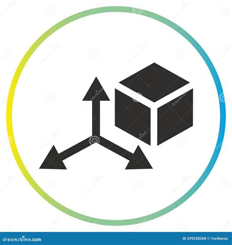 Cube With Arrows Icon Tridimensional Coordinate Spaces XYZ Stock