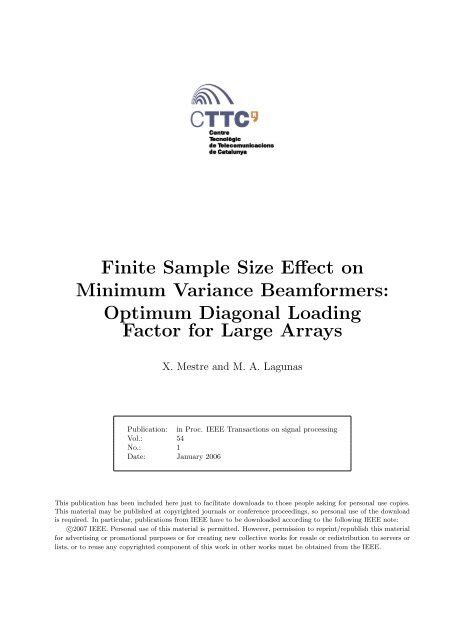 Finite Sample Size Effect On Minimum Variance Beamformers Cttc