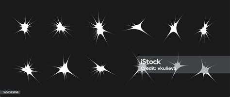 별과 반짝임이 설정됩니다 레트로 깜박임 컬렉션 추상적인 간단한 스타버스트 샤인 효과 팩 포스터 배너 로고 카드 아이콘 레이블 콜라주 스티커를 위한 디자인 요소 템플릿입니다