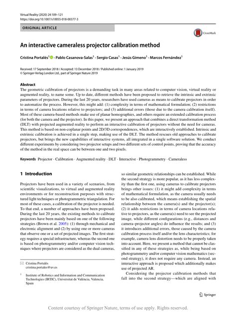 An Interactive Cameraless Projector Calibration Method Request Pdf
