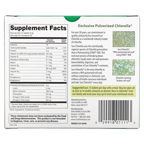 Sun Chlorella Nutrition Facts Besto Blog
