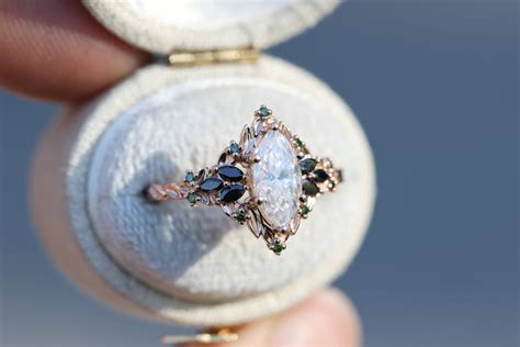 Briar Rose Starlight With Black And Green Diamonds Oore Jewelry