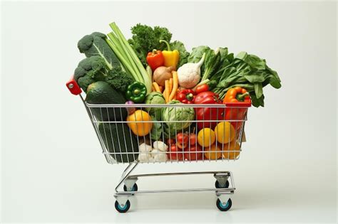 Premium Ai Image Grocery Cart With Vegetable 3d Render Style Ai Generated
