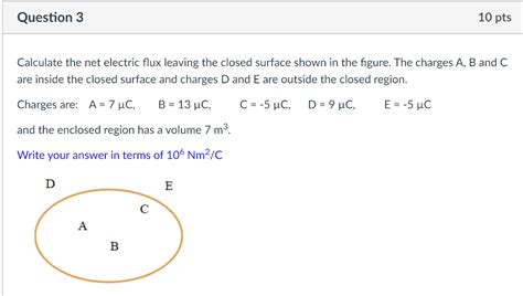 Solved Question 3 10 Pts Calculate The Net Electric Flux Chegg Com