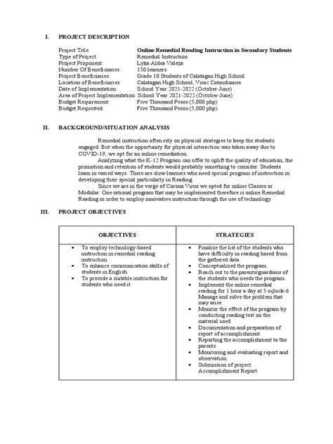 Project Proposal Lyka Pdf Reading Comprehension Education Theory