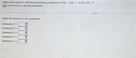 Match These Values Of R With The Accompanying Chegg