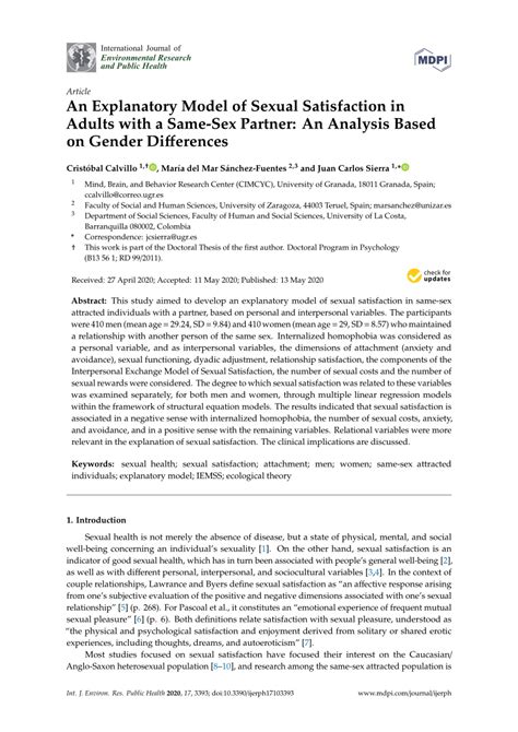 PDF An Explanatory Model Of Sexual Satisfaction In Adults With A Same Sex Partner An Analysis