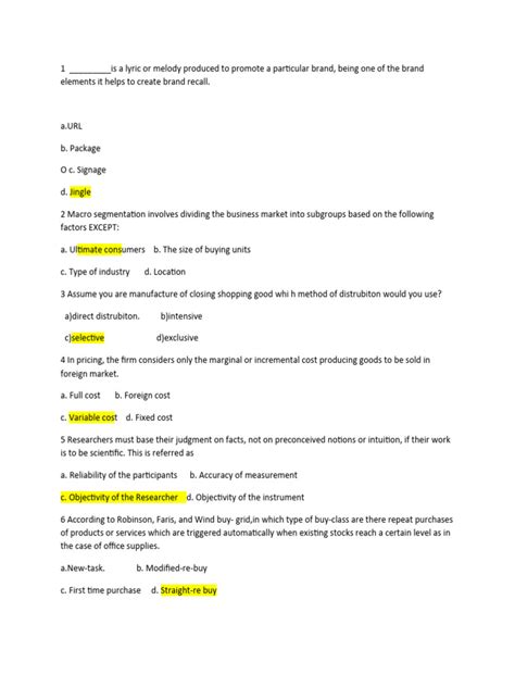 Moe Model Exit Exam Pdf Brand Market Segmentation