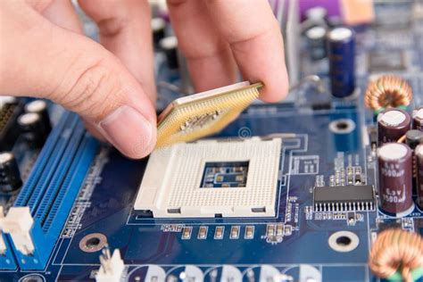 Technician Hand With Multimeter Probes Repairing Circuit Board Stock Image Image Of Closeup