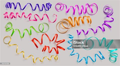 회색 배경에 사실적인 컬러 리본 세트입니다 벡터 그림입니다 인사말 카드 휴일 배너 선물 등에 사용할 수 있습니다 개체 그룹에 대한 스톡 벡터 아트 및 기타 이미지 Istock