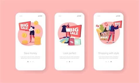 Premium Vector Big Sale Mobile App Page Onboard Screen Template