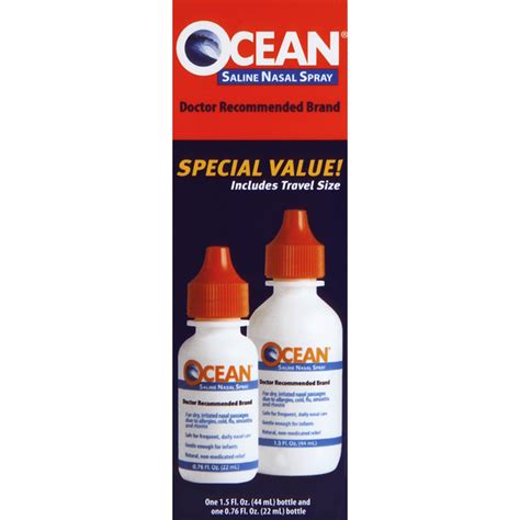Ocean Organic Vodka Saline Nasal Spray Special Value 2 Each Delivery
