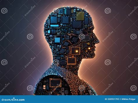 Exploring The Intersection Of Technology And Humanity Through A Profile Silhouette Made Of