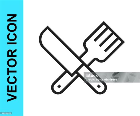 검은 색 선이 흰색 배경에 고립 된 칼과 포크 아이콘을 교차합니다 칼 붙이 기호 벡터 강철에 대한 스톡 벡터 아트 및 기타 이미지 강철 검은색 그릇 Istock