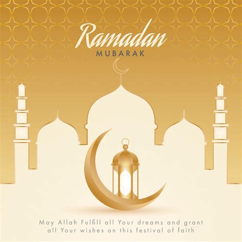 Islámico Santo Mes De Ramdan Mubarak Concepto Con Dorado Creciente Luna