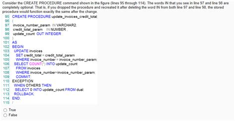 Solved Consider The Create Procedure Command Shown In The