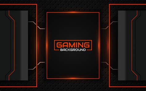 현대 E스포츠 모양의 추상적인 미래 지향적인 기하학적 블랙과 오렌지 색 게임 배경 벡터 디자인 템플릿 기술 개념 Brand Name Video Game에 대한 스톡 벡터