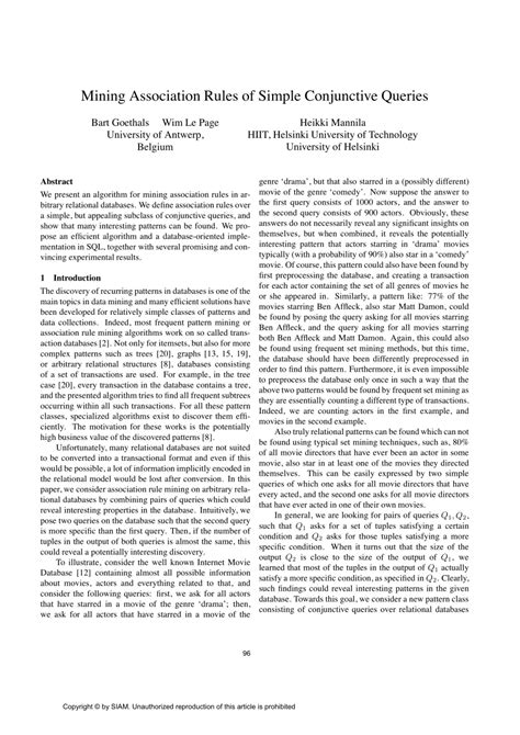 Pdf Mining Association Rules Of Simple Conjunctive Queries