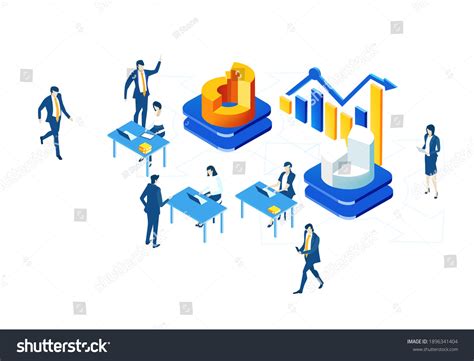 Isometric 3d Business Environment Business People Stock Vector Royalty Free 1896341404