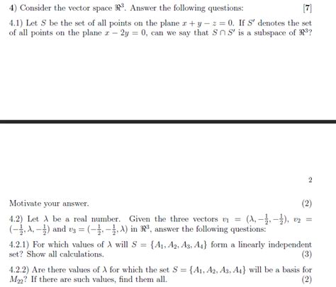 Solved Consider the vector space R³ Answer the following Chegg