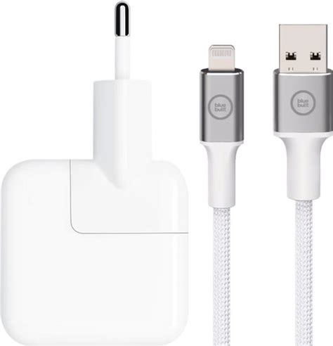 Apple 12W USB Oplader BlueBuilt Usb A Naar Lightning Kabel 1 5m Nylon Wit Coolblue Voor 23