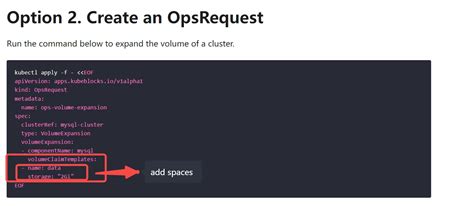 Bug Yaml File Of The Cluster For Expanding Volum Is Not Correct · Issue 2415 · Apecloud