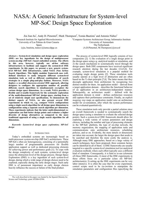 Pdf Nasa A Generic Infrastructure For System Level Mp Soc Design Space Exploration