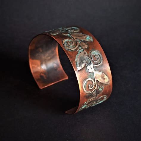 Hammered Copper Bracelet Wide Copper Cuff Copper And Silver Bangle