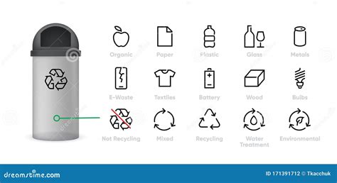 Icono De Reciclaje Tipos De Símbolos Vectoriales Materiales De Residuos