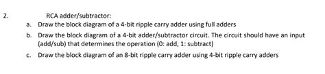 SOLVED RCA Adder Subtractor Draw The Block Diagram Of A Bit Ripple Carry Adder Using Full