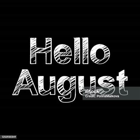 안녕하세요 8 월 브러쉬 페인트 검은 배경에 글자를 그린 인사말 카드 오버레이 포스터 용 디자인 템플릿 겨울에 대한 스톡 벡터 아트 및 기타 이미지 Istock