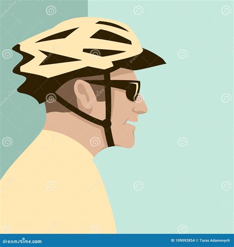Bicyclist Men Face Vector Illustration Flat Style Profile Stock Vector