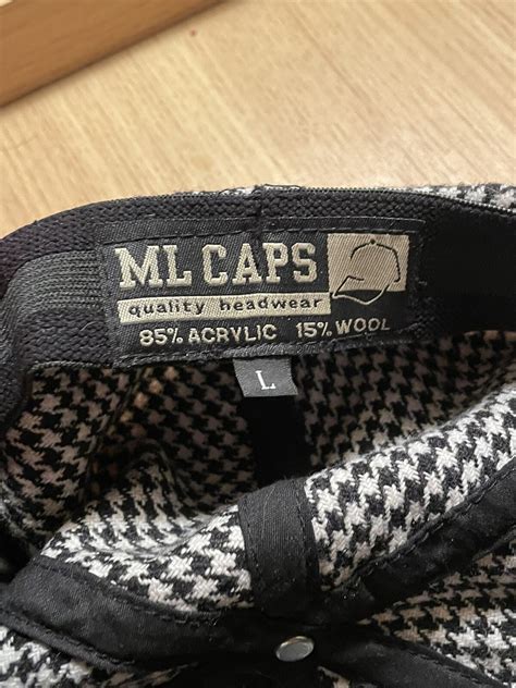 Ml Caps Vintage Black And White Checkered Hat Size L Gem