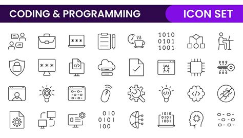 Programación Codificación Conjunto De Web íconos En Línea Estilo