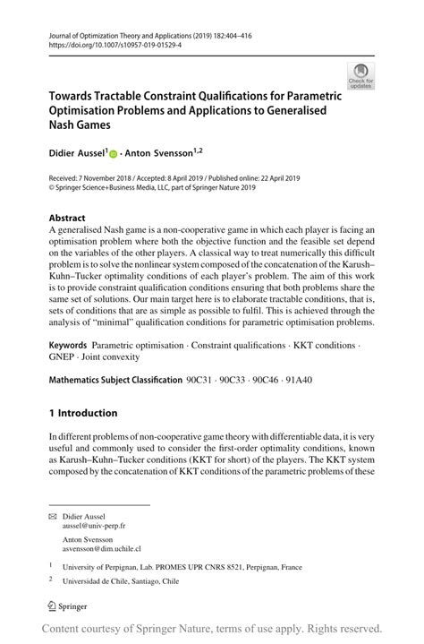 towards tractable constraint qualifications for parametric optimisation