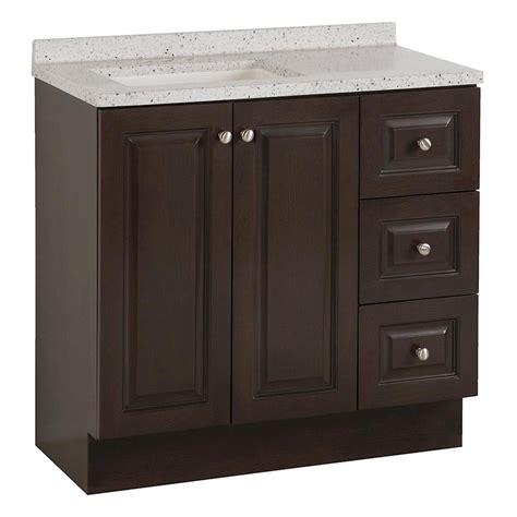 Mueble Para BaÑo De Piso Nortwood 36 Nogal Oscuro En Madera Con Lavabo Superficie SÓlida Silver