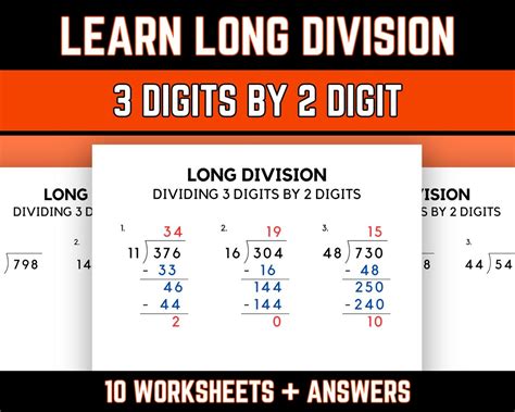 Long Division Practice Worksheets With Answers 5th Grade Math
