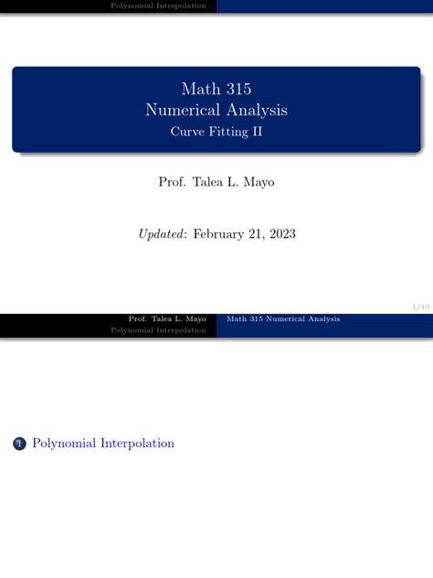 10 Polynomialinterpolationii Pdf Interpolation Computational Science