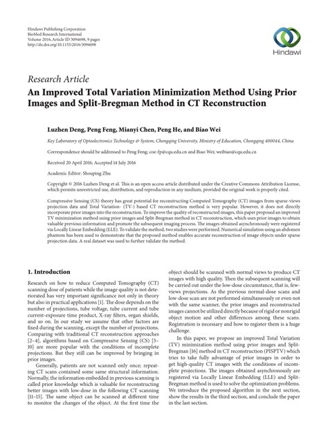 pdf an improved total variation minimization method using prior