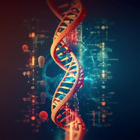 A Dna Double Helix Is Shown In A Blue Background Premium Ai