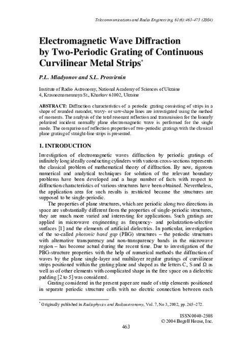 Pdf Electromagnetic Wave Diffraction By Two Periodic Grating Of Continuous Curvilinear Metal